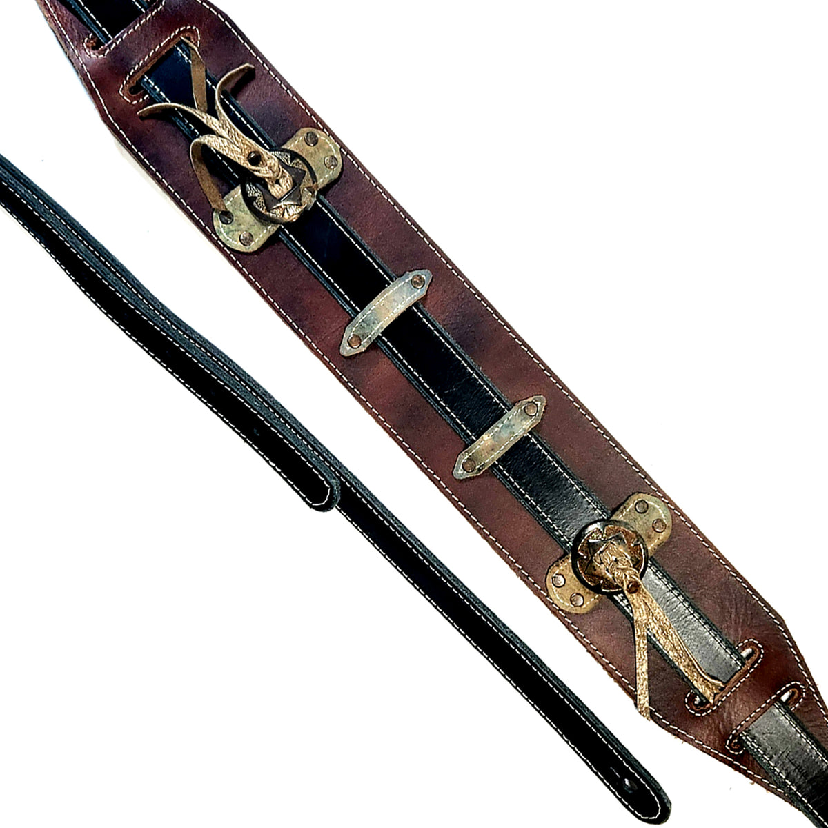 Brown and Blue Distressed Slide Guitar Strap – jerihartstraps