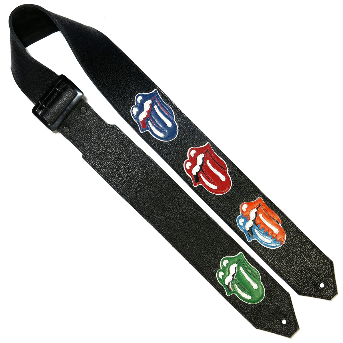 OOAK Stones Lips Leather Guitar Strap #5, Adjusts 45-54 inches ...