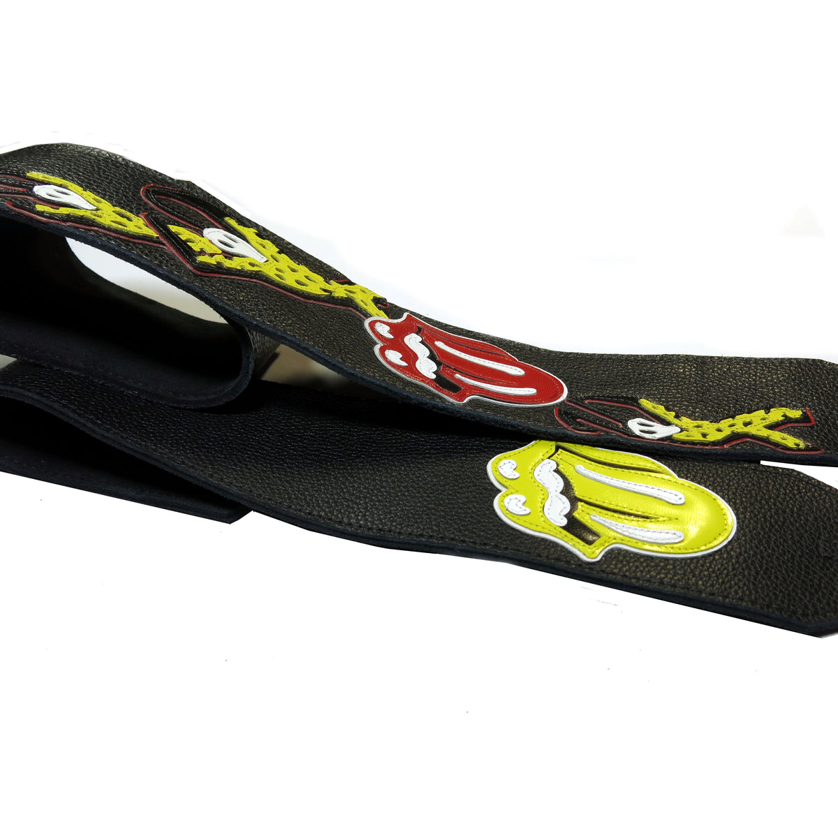 PS Stones Voodoo Lounge Black Leather Guitar Strap *RSL – jerihartstraps