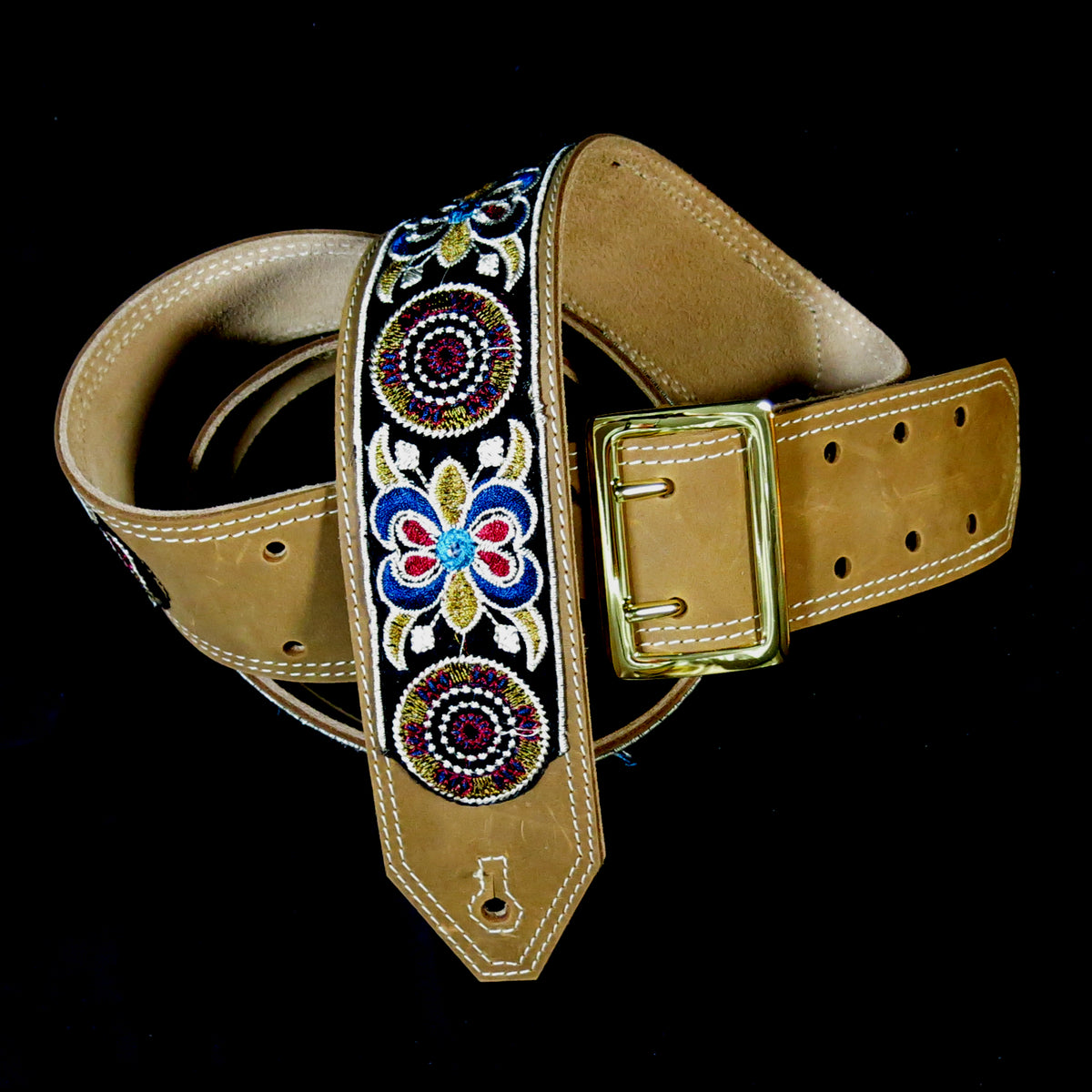 OOAK Leather Textile Guitar Strap – jerihartstraps