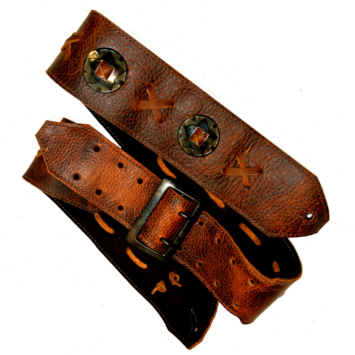 Wide Brown Concho Guitar Strap – jerihartstraps