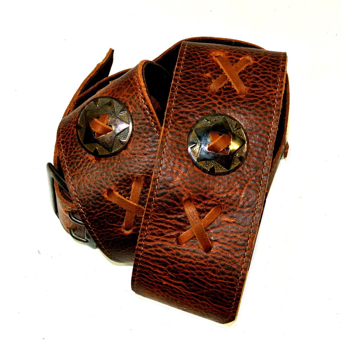 Wide Brown Concho Guitar Strap – jerihartstraps